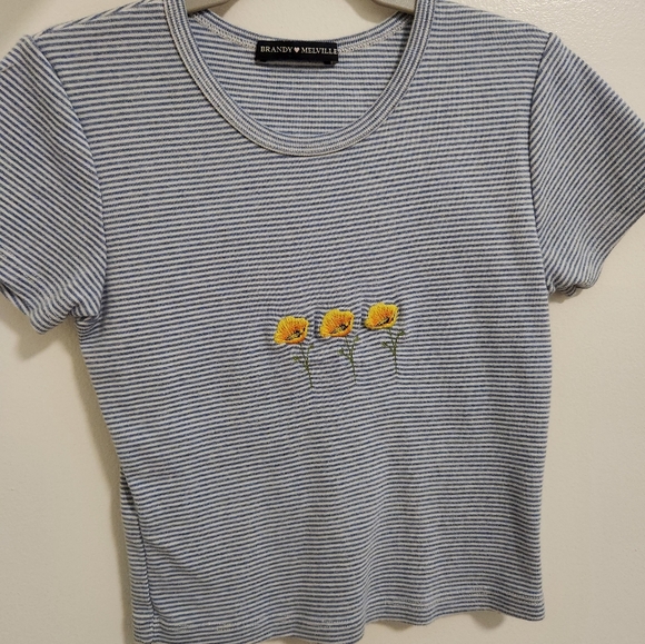 Brandy Melville | Tops | Brandy Melville Flower Crop Top | Poshmark
